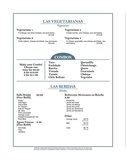 Casa del Tequila menu in Tulsa, Oklahoma, USA