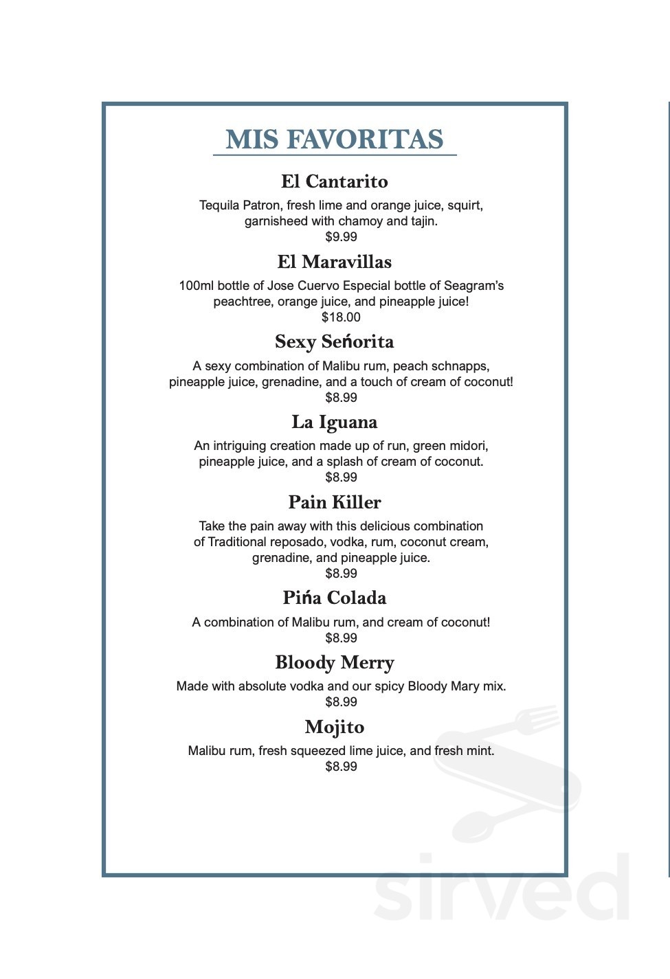 Casa del Tequila menu in Tulsa, Oklahoma, USA