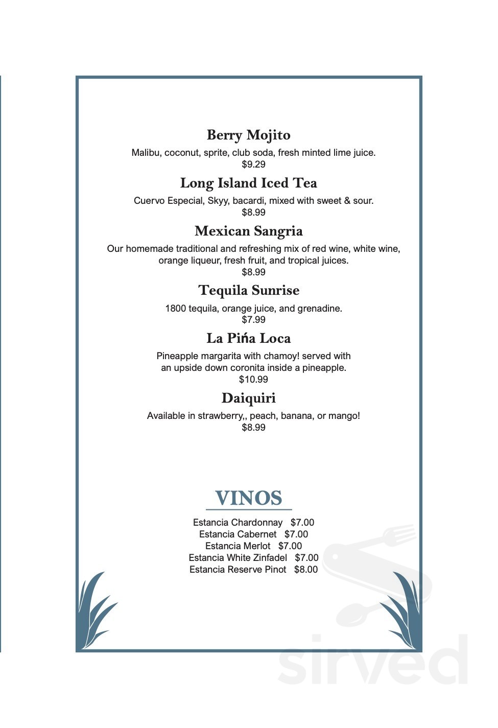 Casa del Tequila menu in Tulsa, Oklahoma, USA