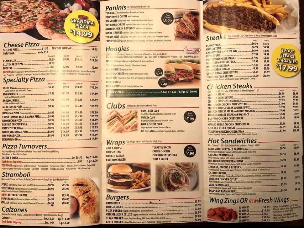 Genova Pizza menu in Audubon, New Jersey, USA