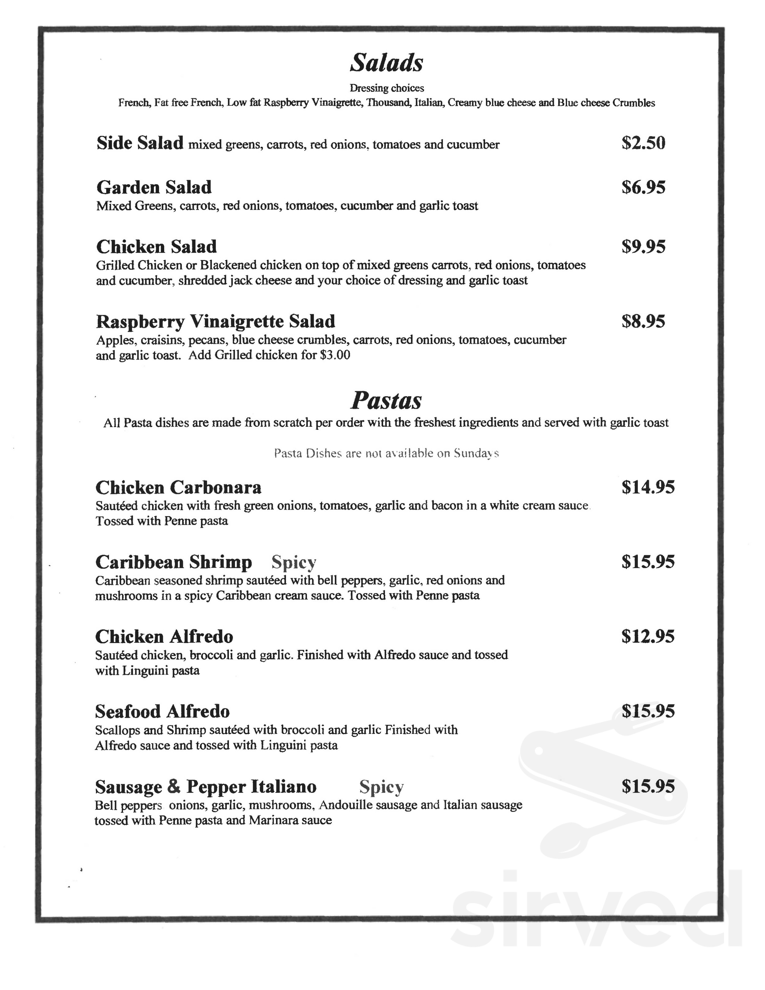 The Sky View Club menu in Kaukauna, Wisconsin, USA