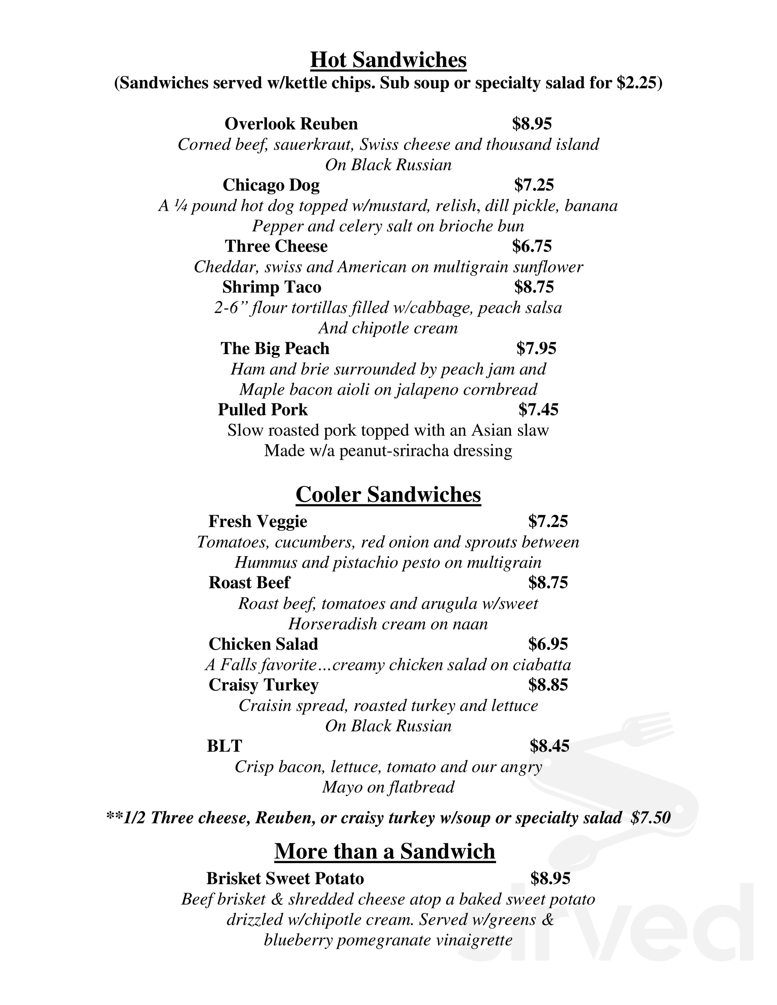 Falls Overlook Cafe menu in Sioux Falls, South Dakota, USA