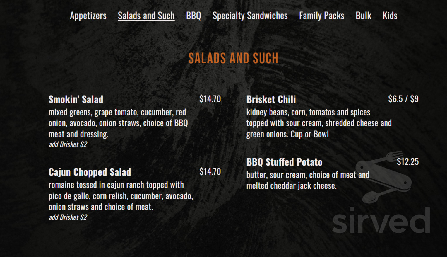 The Bone menu in Manassas, Virginia, USA