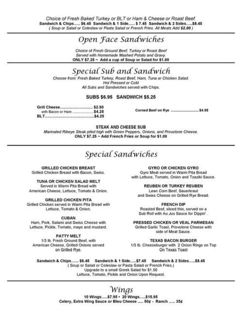Kimmy D's 49th Street Cafe menu in Clearwater, Florida, USA