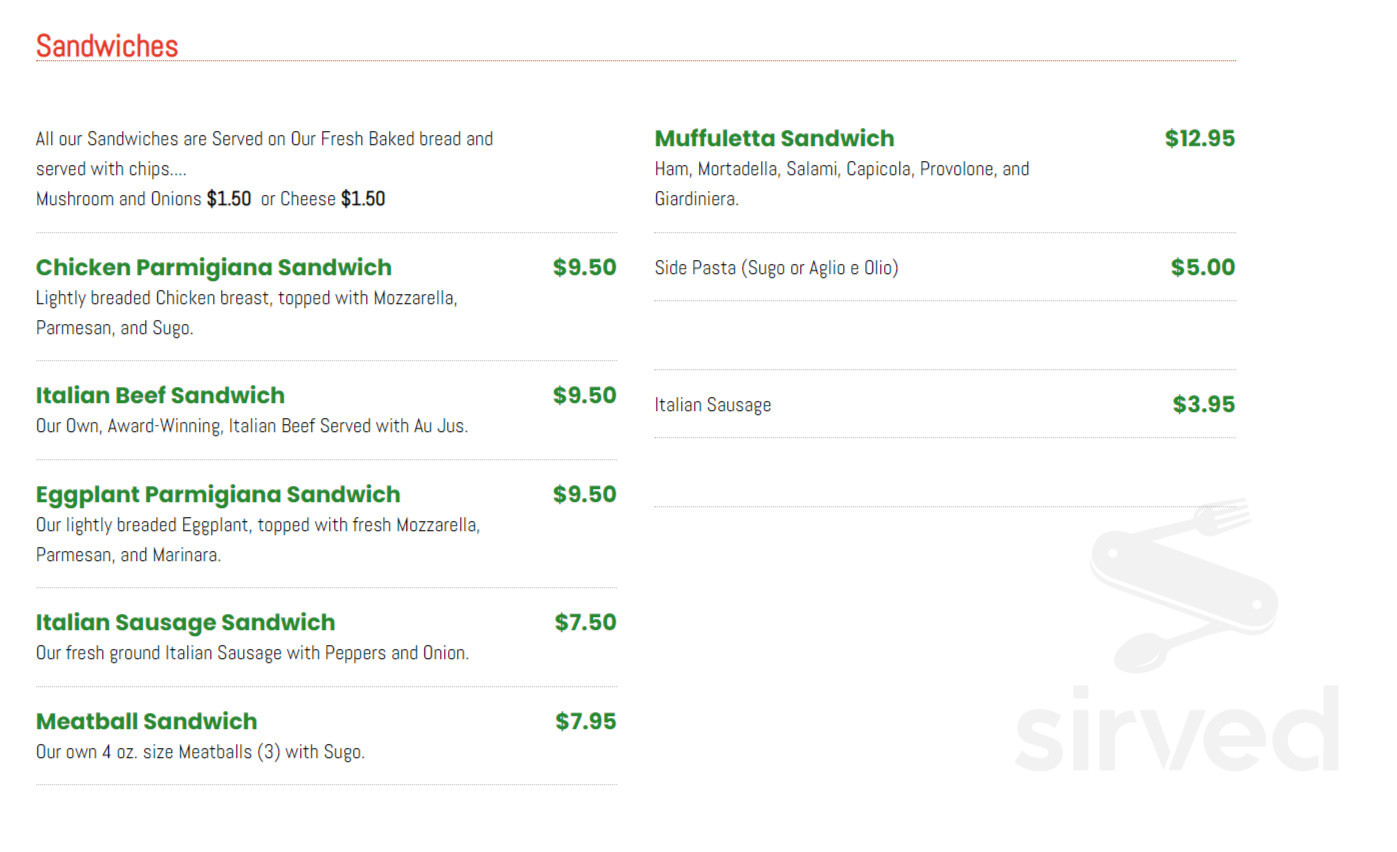 Deli Italia on North Main menu in Rockford, Illinois, USA