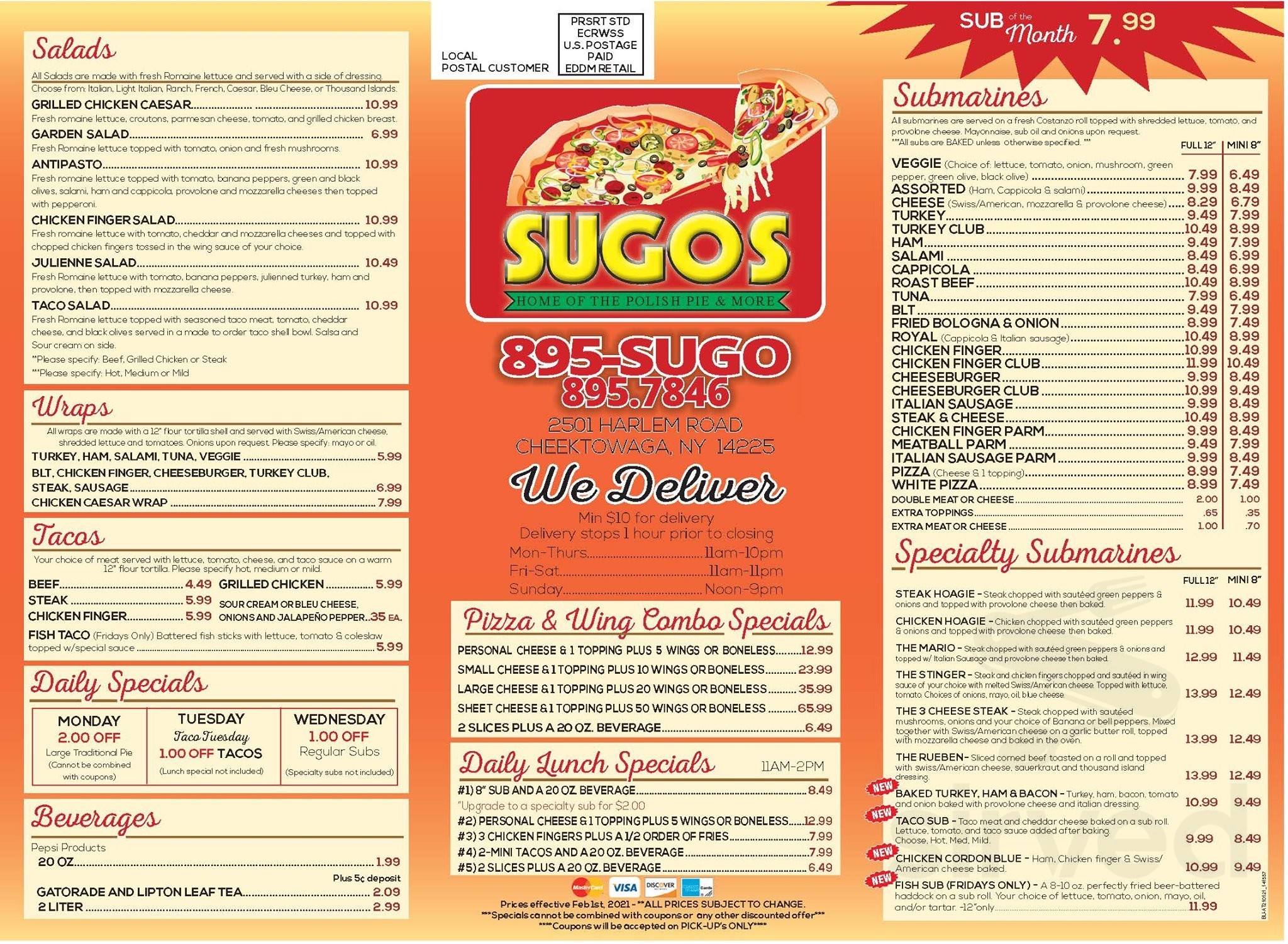 Sugo's Pizza menus in Cheektowaga, New York, United States