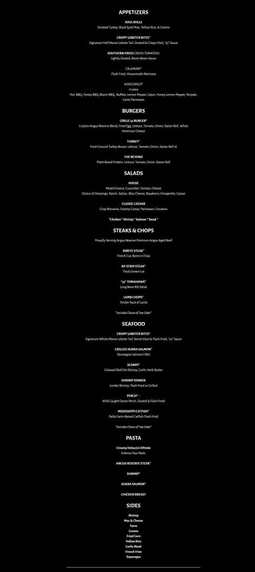 Grille 55 menu in South Euclid, Ohio, USA