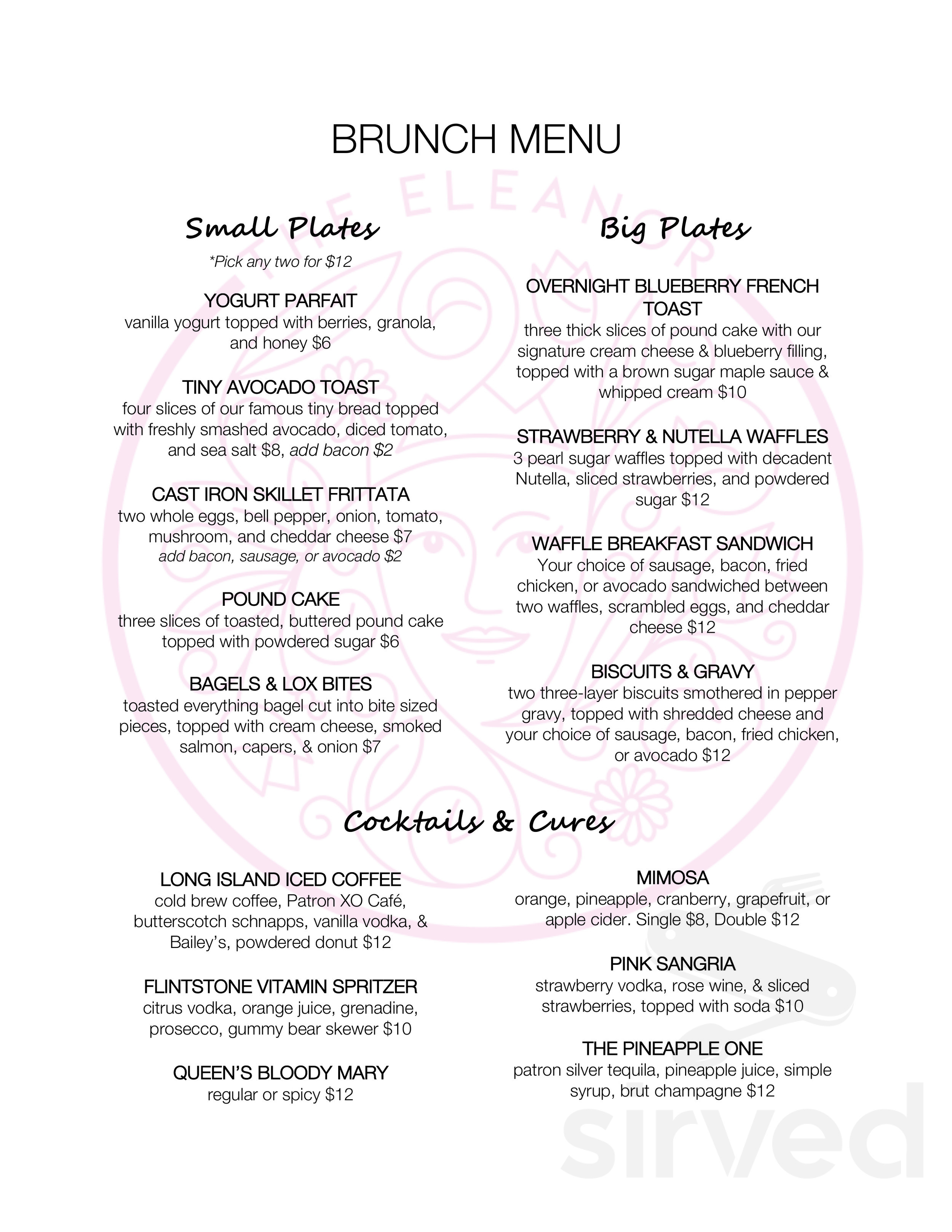 The Eleanor menu in Oklahoma City, Oklahoma, USA
