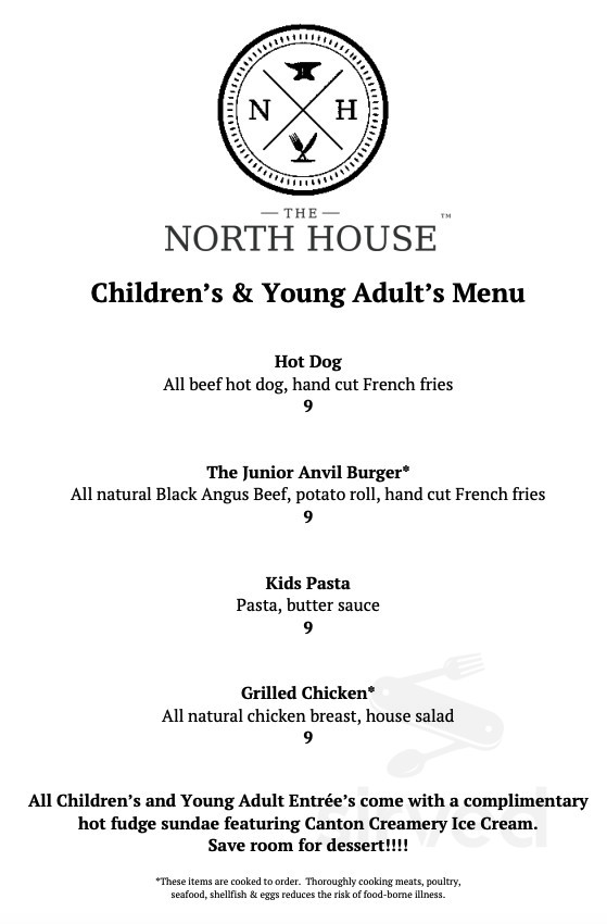 The North House menu in Avon, Connecticut, USA