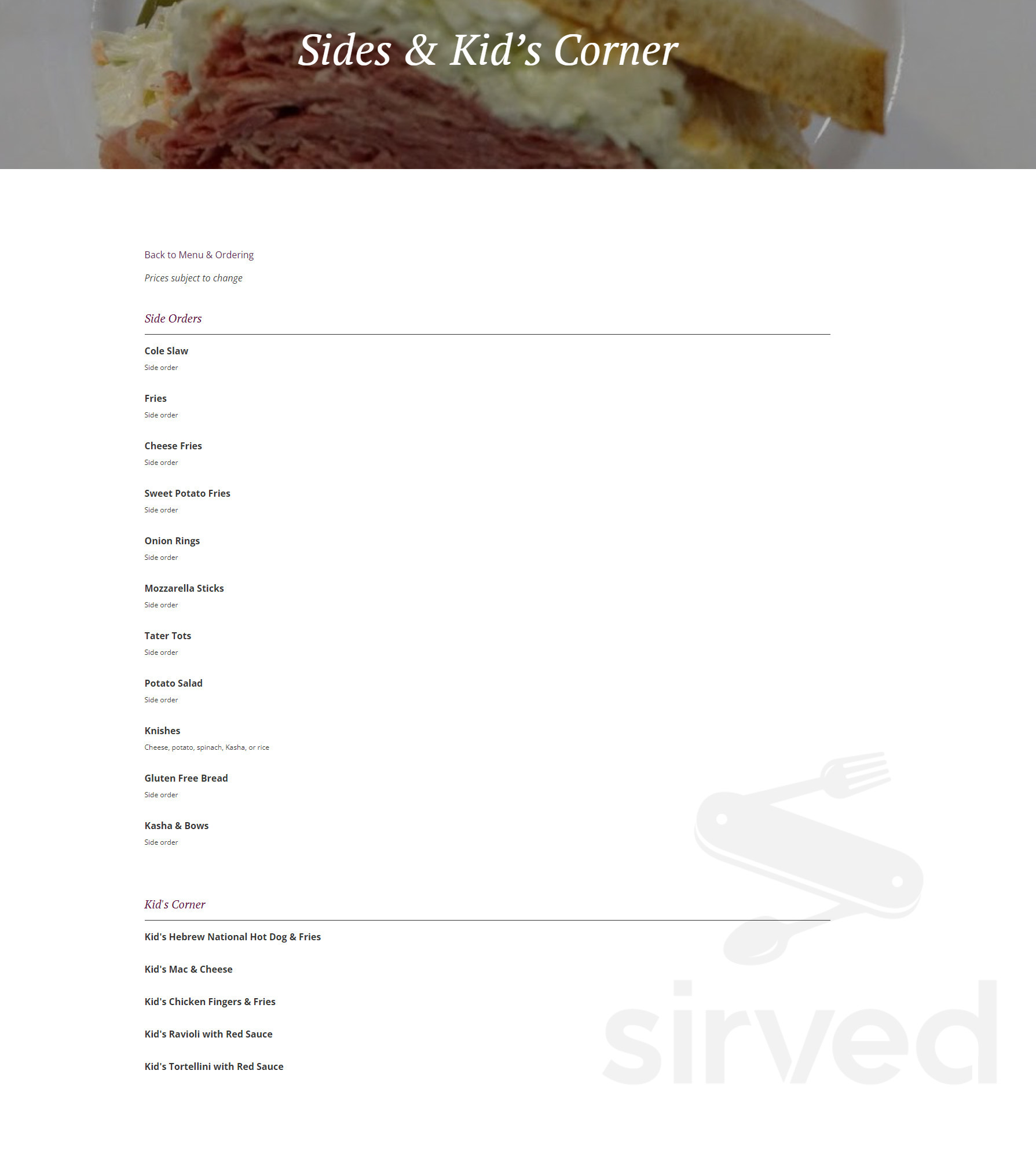 Murray's Deli menu in Bala Cynwyd, Pennsylvania, USA