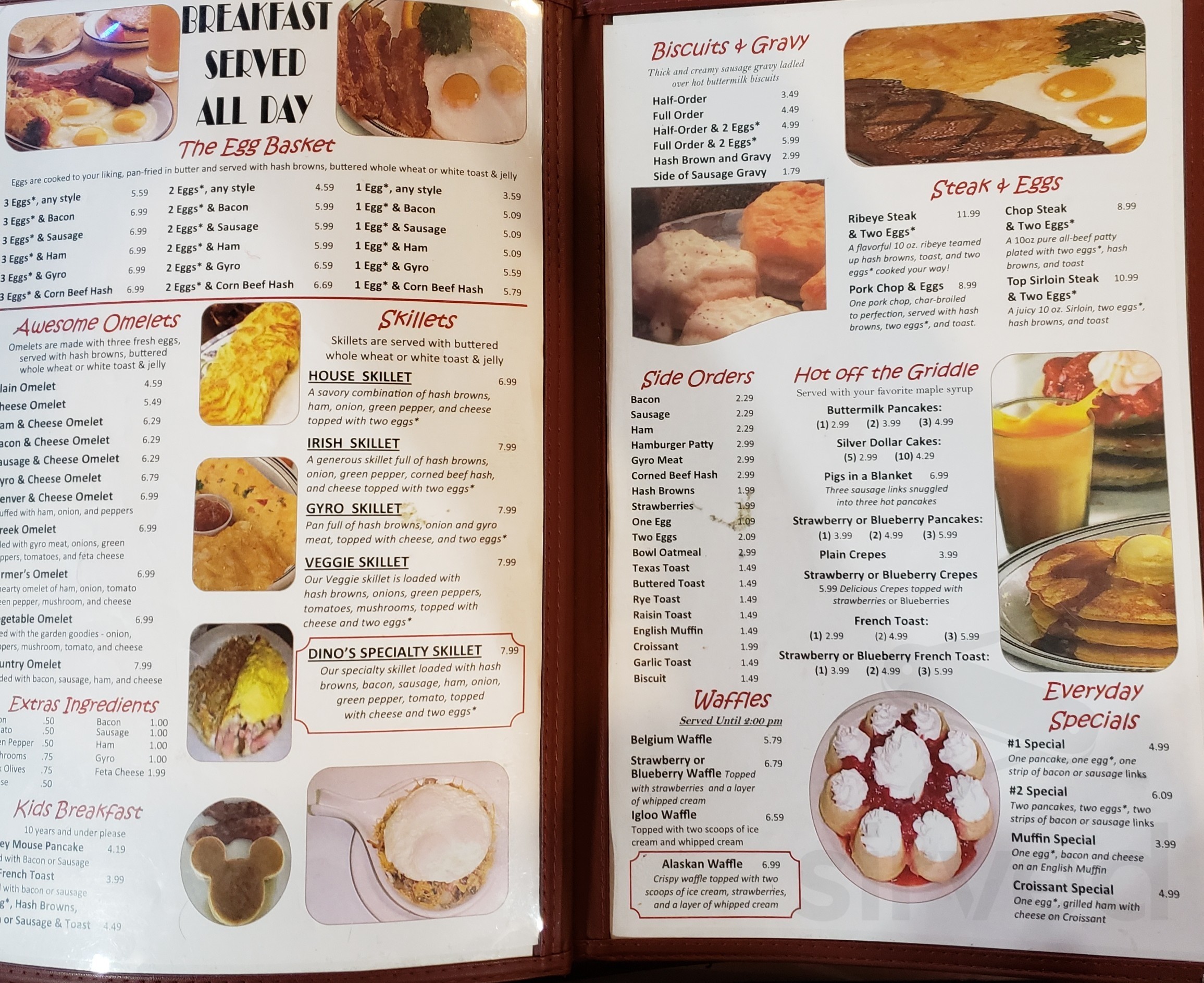 Dino's Diner & Family Restaurant menu in Cameron, Missouri, USA