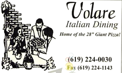 Menu for Volare Italian Restaurant in San Diego, CA | Sirved
