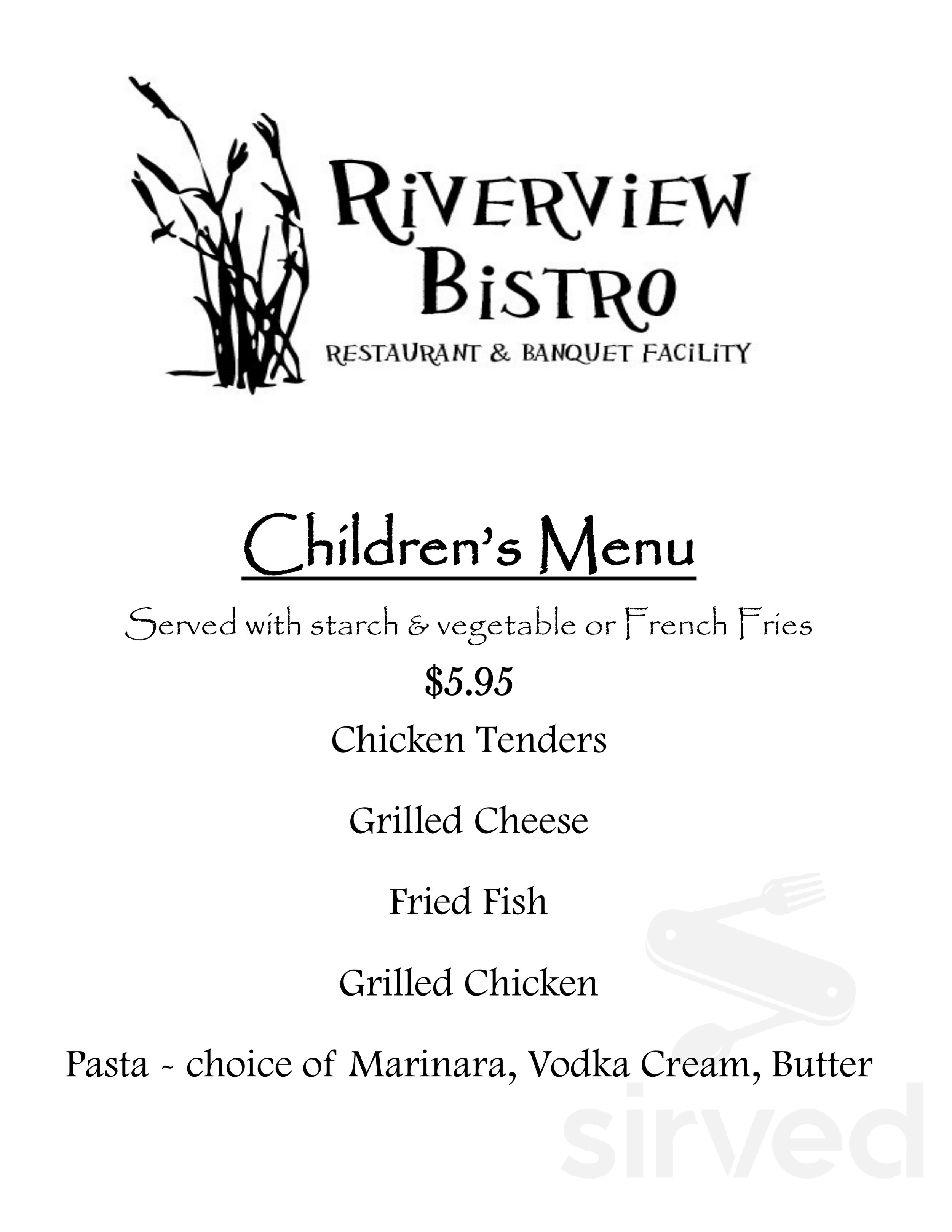 Riverview Bistro Restaurant & Banquet Facility menus in Stratford ...