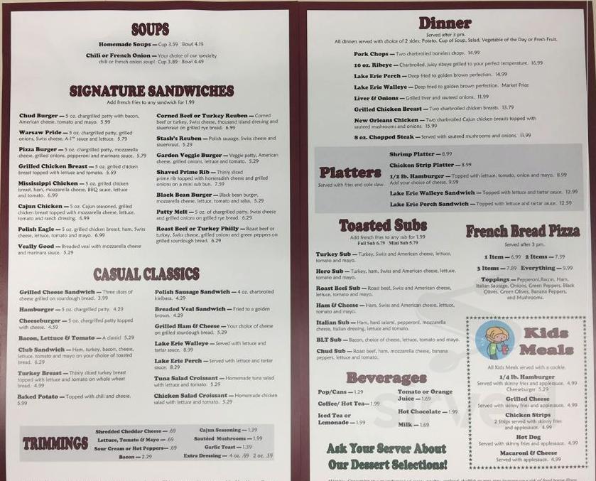 Chud's Grille menu in Fremont, Ohio, USA