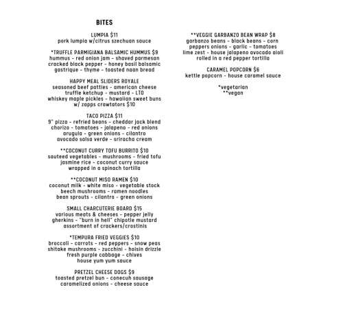 The Kennedy menu in Pensacola, Florida, USA