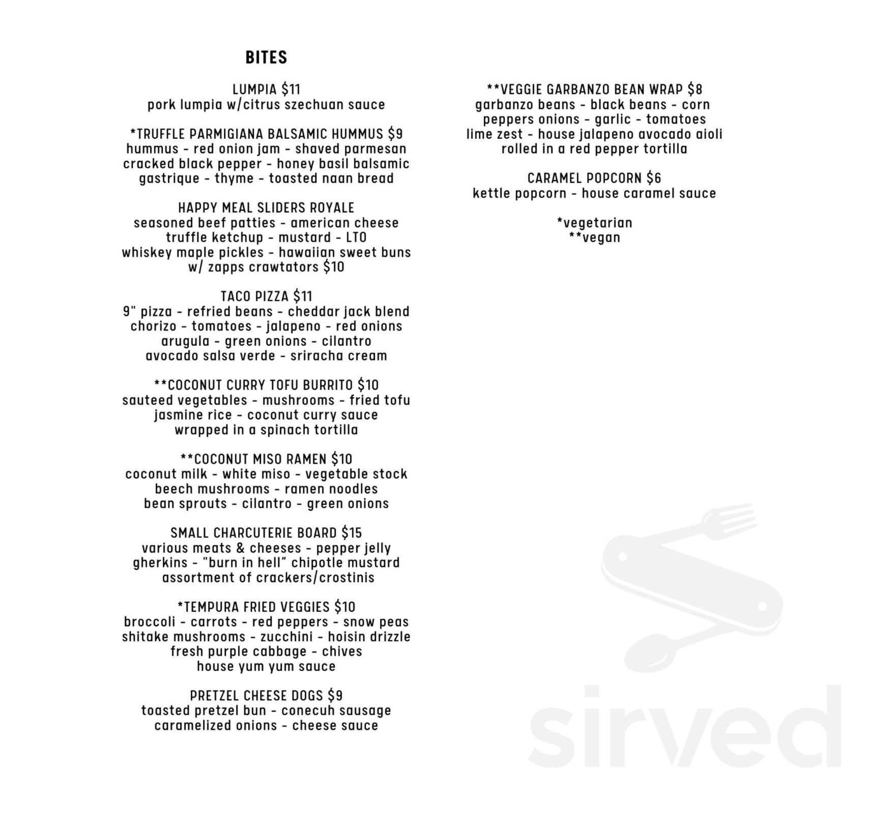The Kennedy menu in Pensacola, Florida, USA