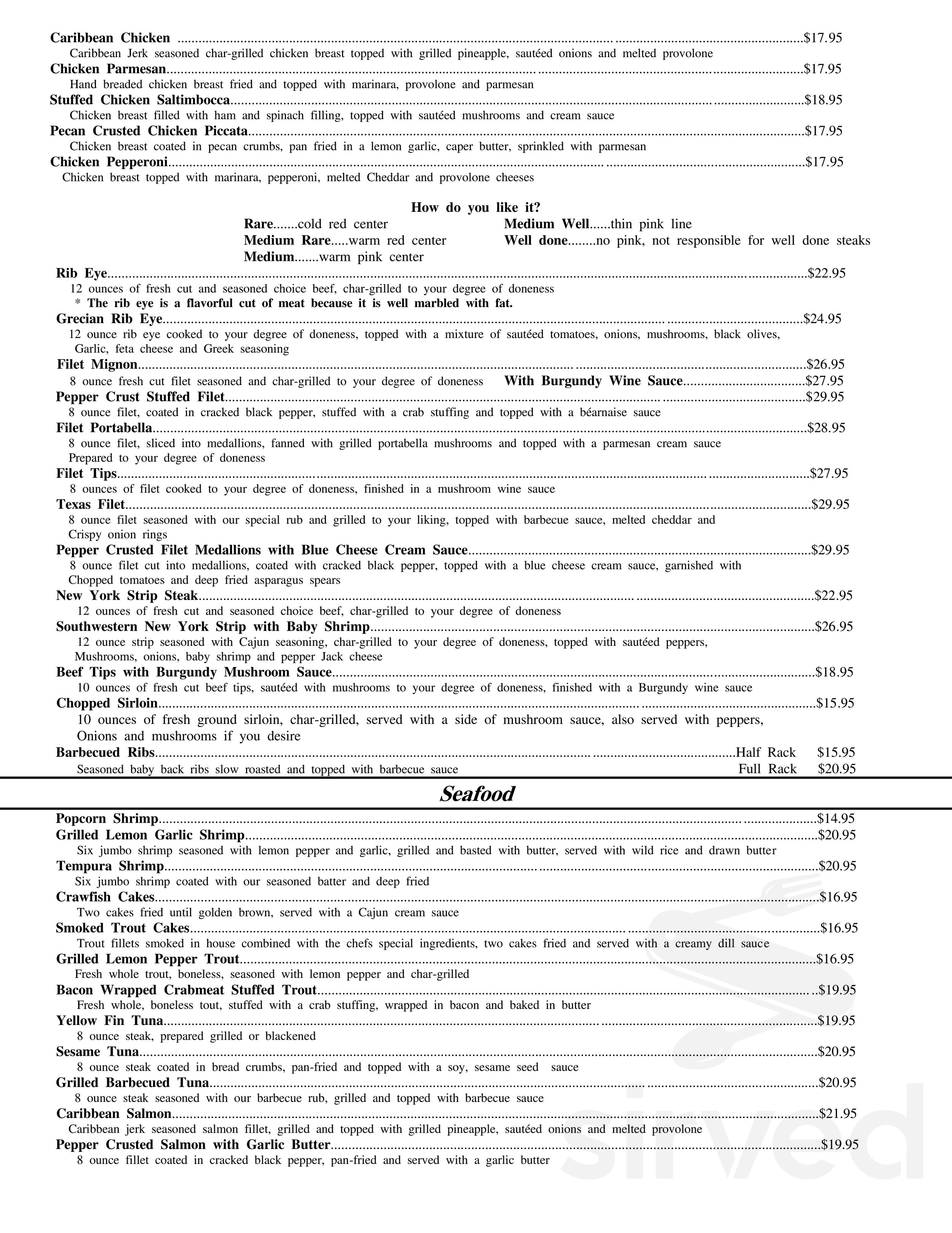 Suba's Restaurant menus in Mountain City, Tennessee, United States