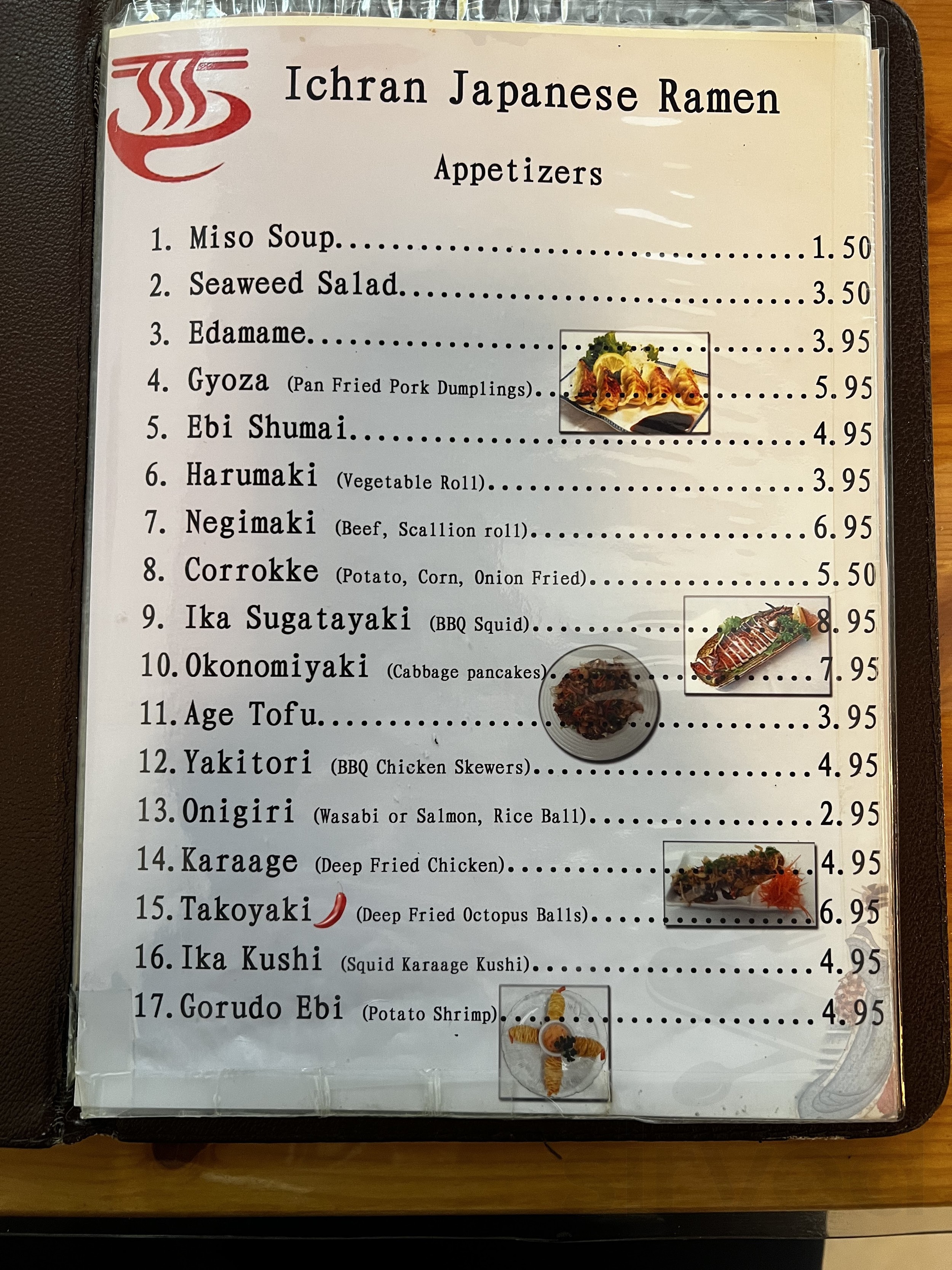 Ichran Japanese Ramen menu in Norfolk, Virginia, USA