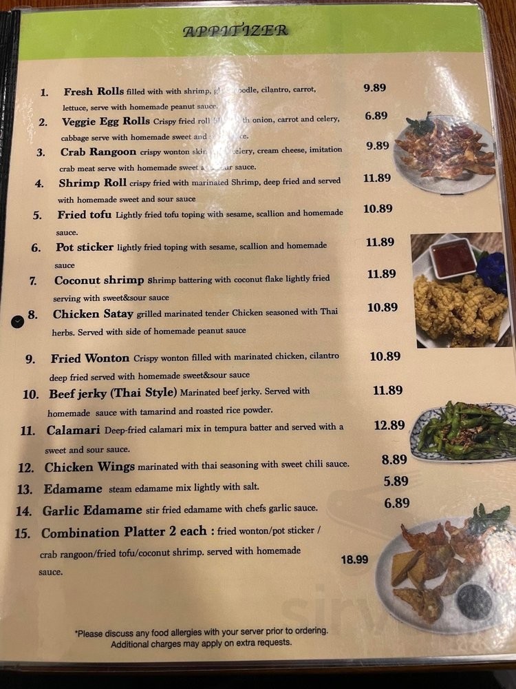 Menu - Pensacola FL's Thai Rice Restaurant | Sirved