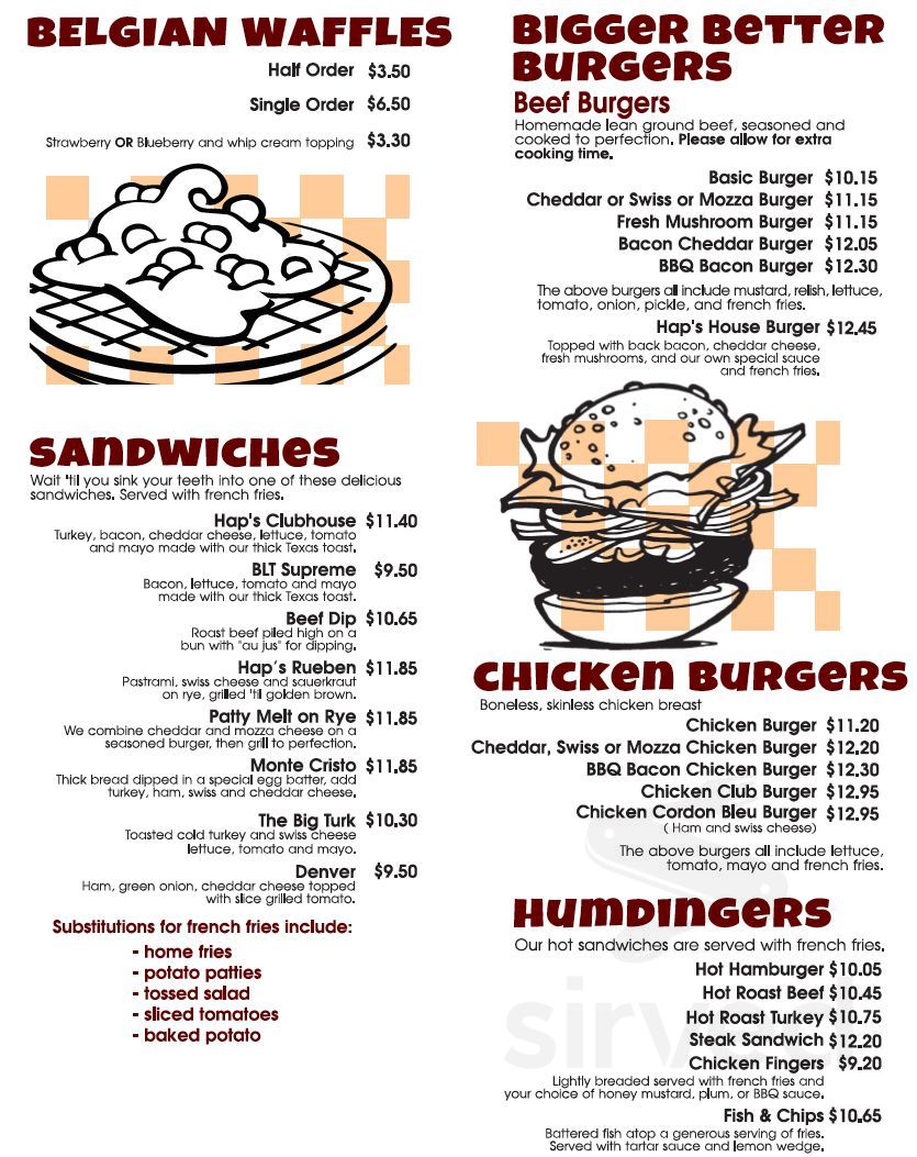 Menu - Edmonton AB's Hap's Hungry House | Sirved