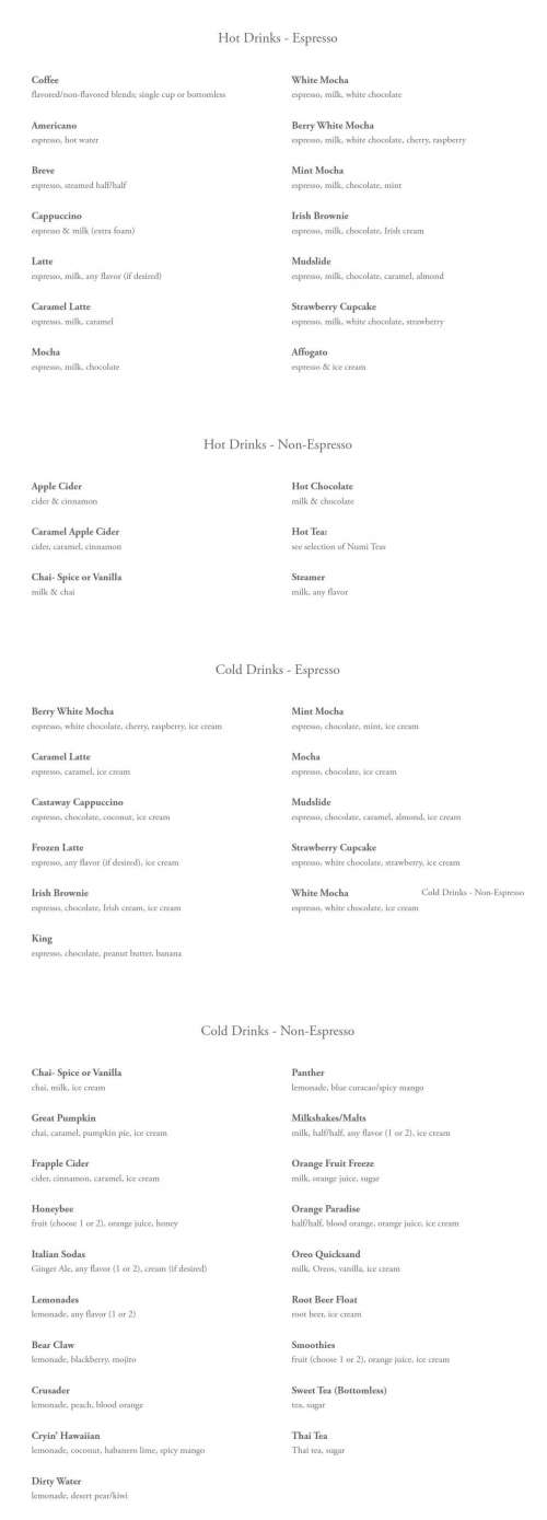 The Potter's House menu in Springfield, Missouri, USA