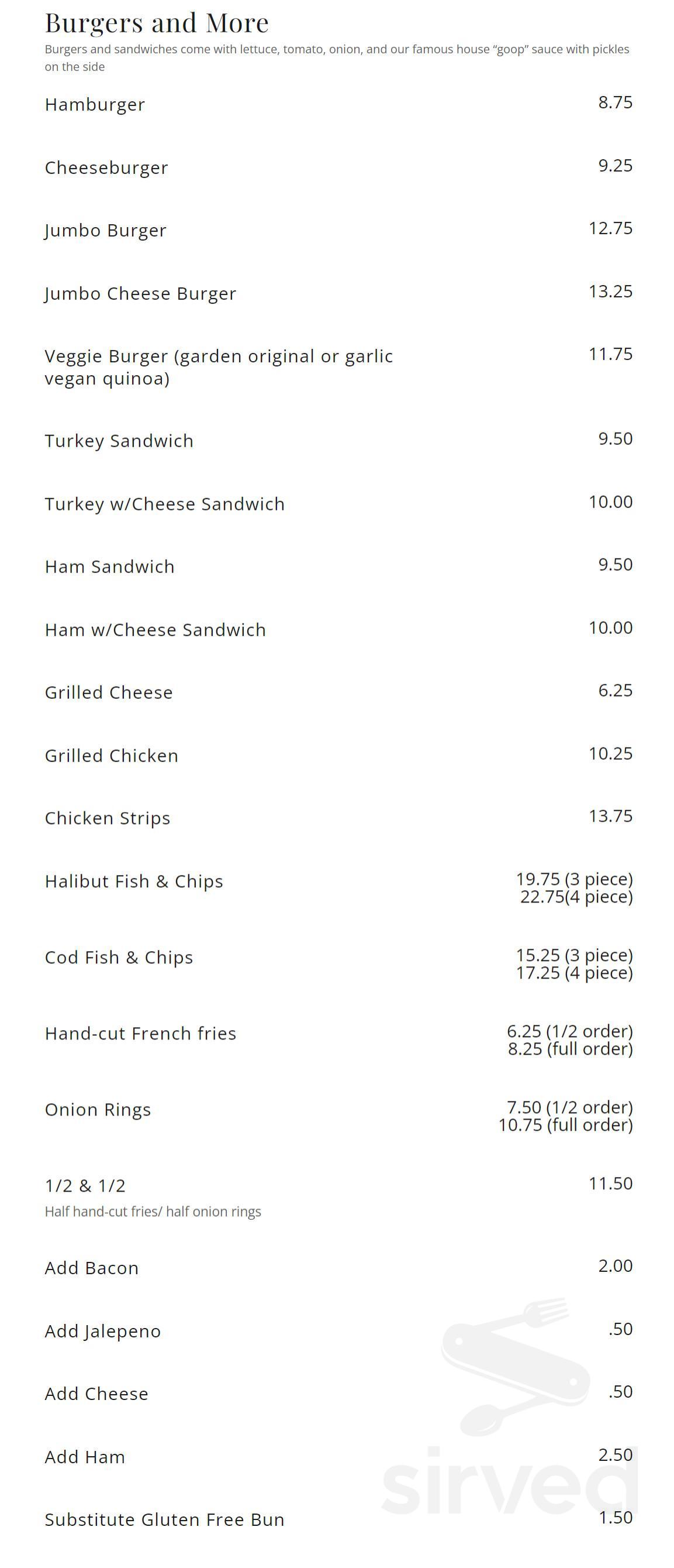 Helvetia Tavern menu in Hillsboro, Oregon, USA