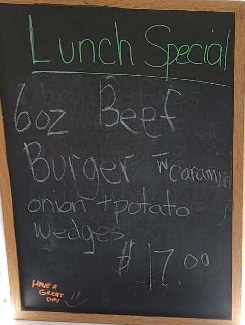 Lillooet's Wheelhouse Diner menu in Lillooet, British Columbia, Canada