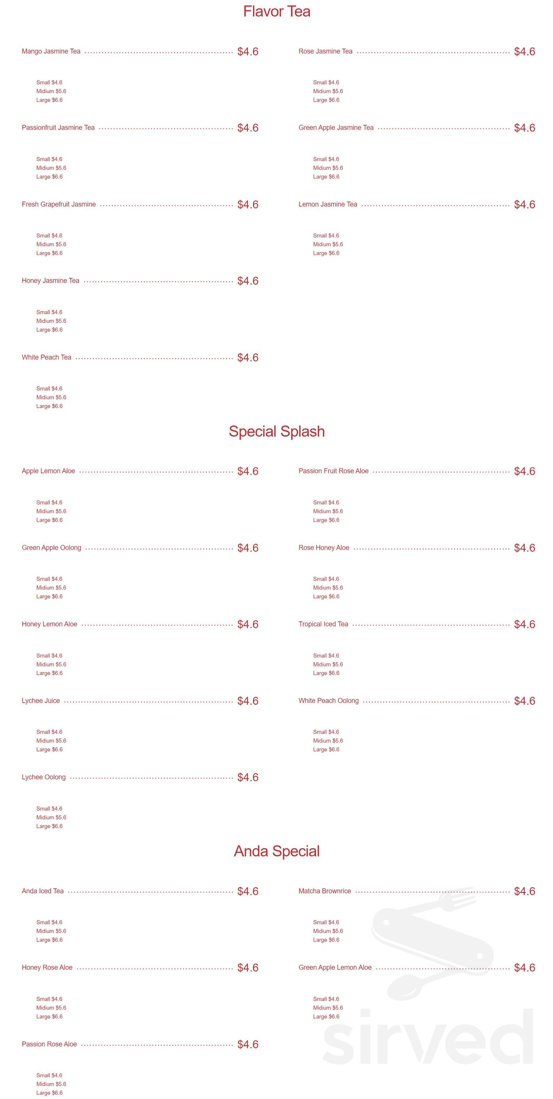 Menu - Queens NY's Anda Cafe | Sirved