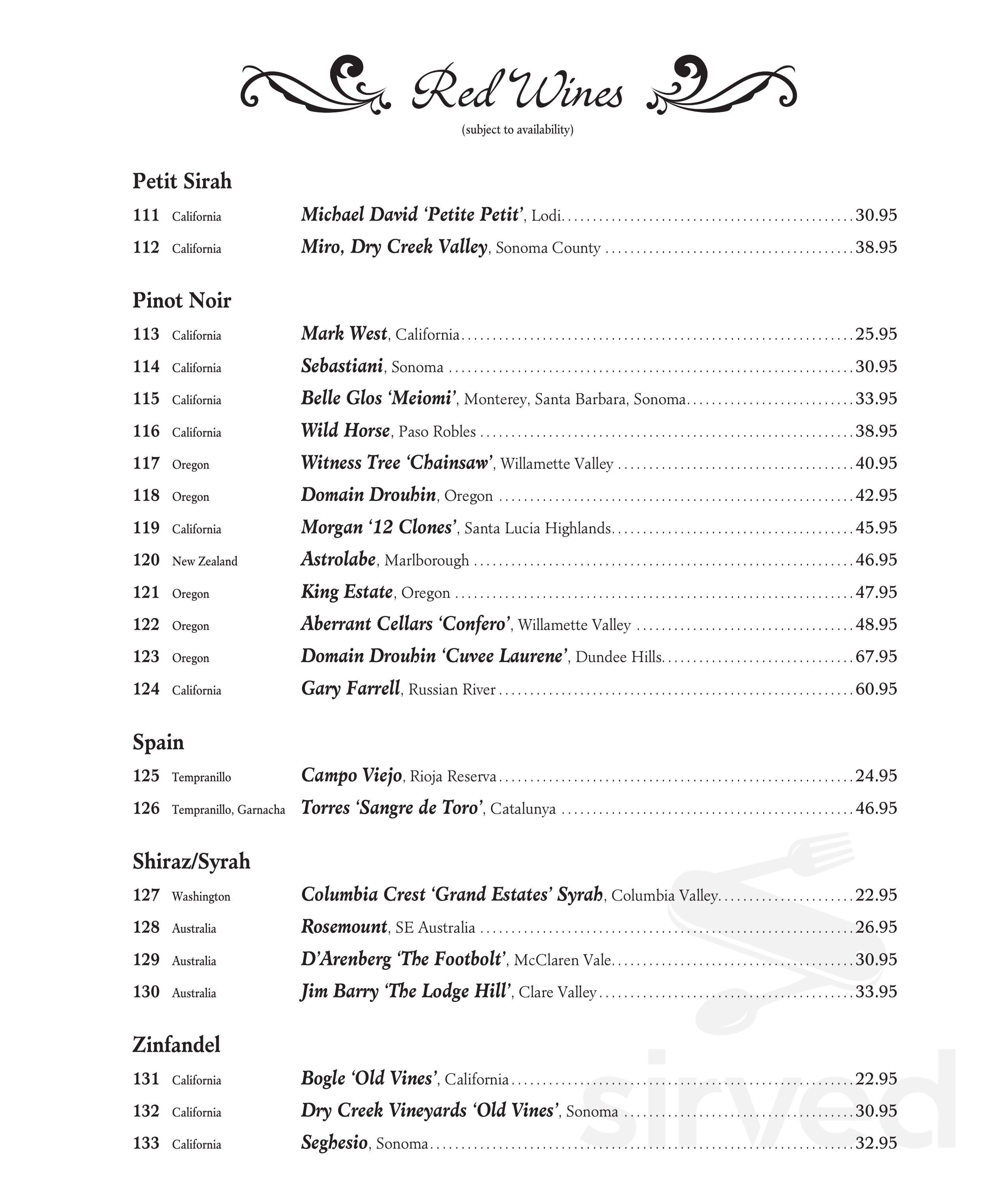 Brother Sebastian's Steakhouse menus in Omaha, Nebraska, United States