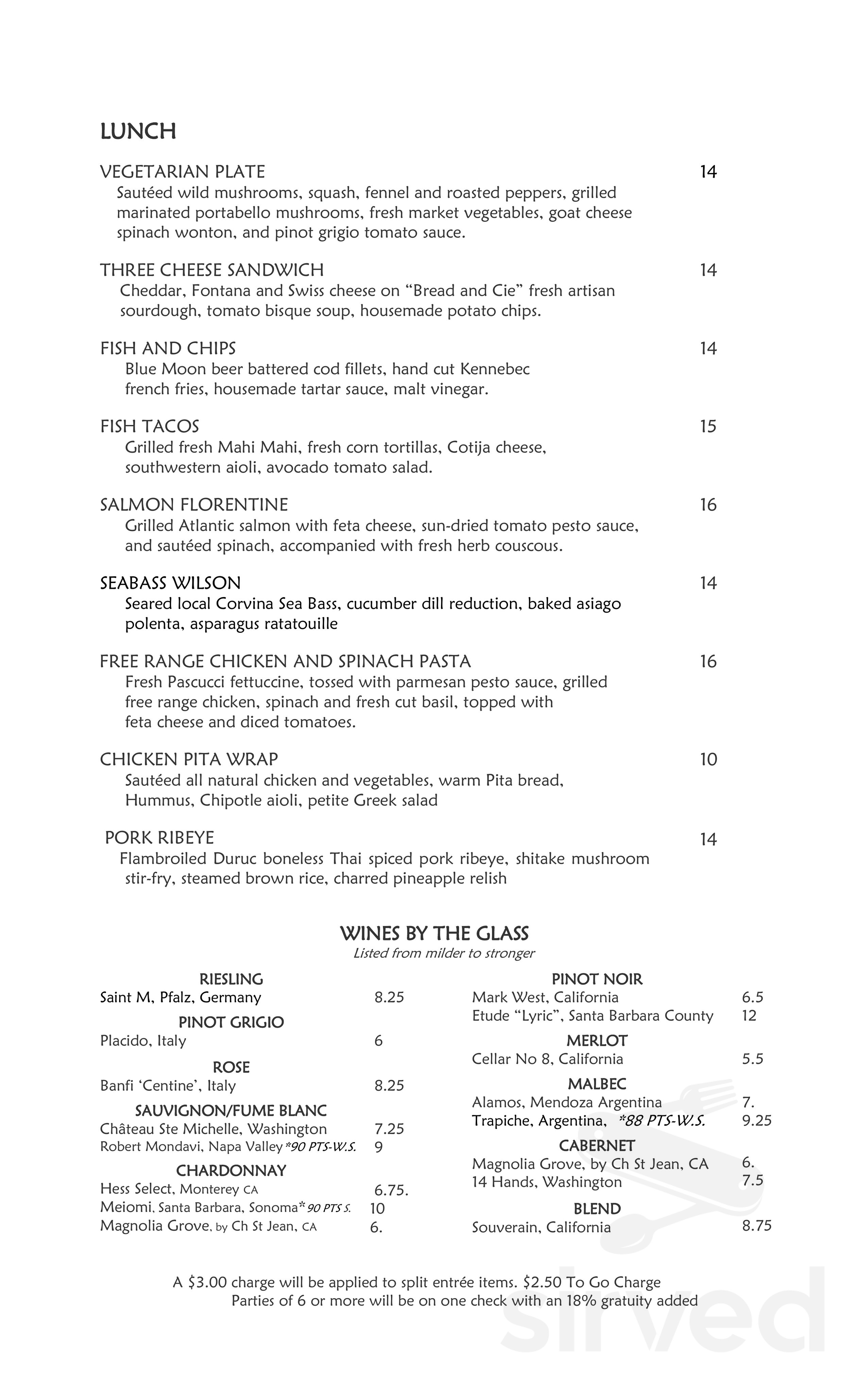 Humphreys La Jolla Grill menu in La Jolla, California, USA