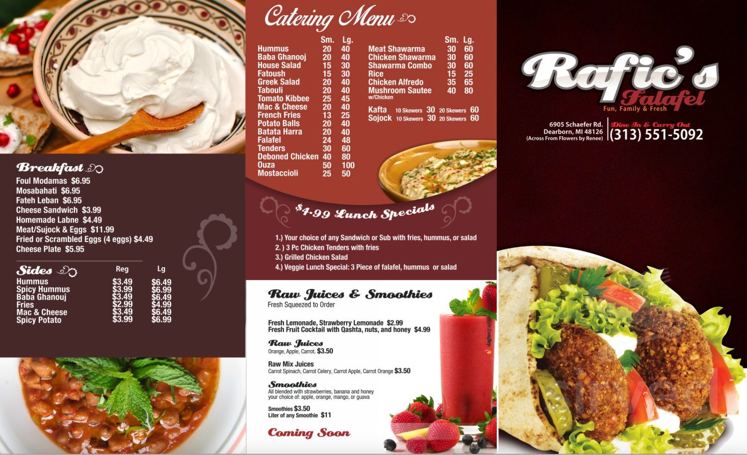 Menu for Rafic's Falafel in Dearborn, MI | Sirved