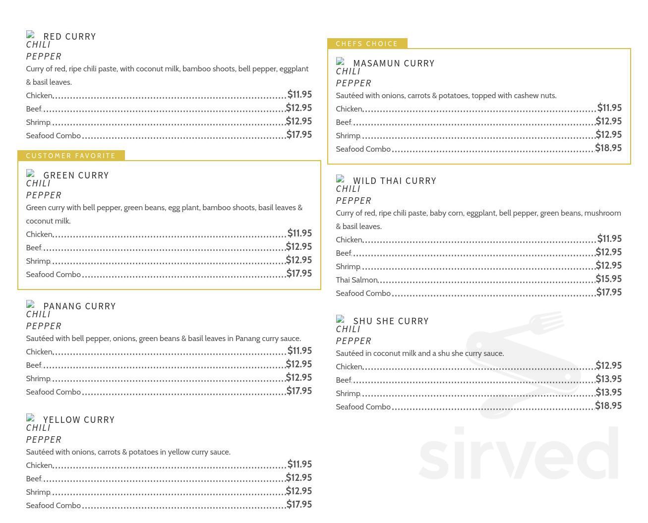 Thai Mango menu in Hiram, Georgia, USA