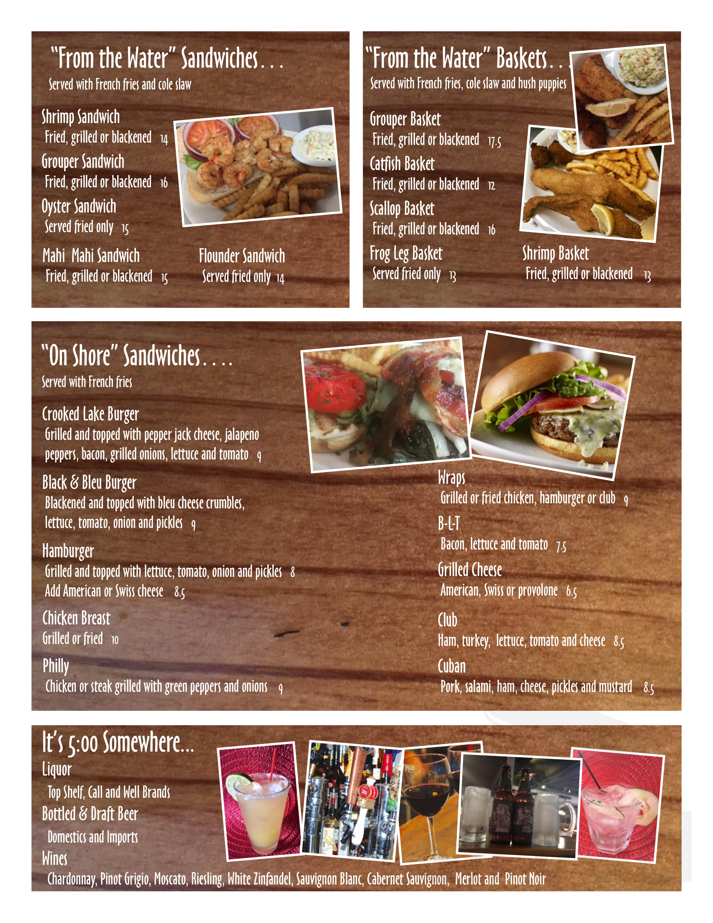 The Crooked Bass Grill and Tavern menu in Babson Park, Florida, USA