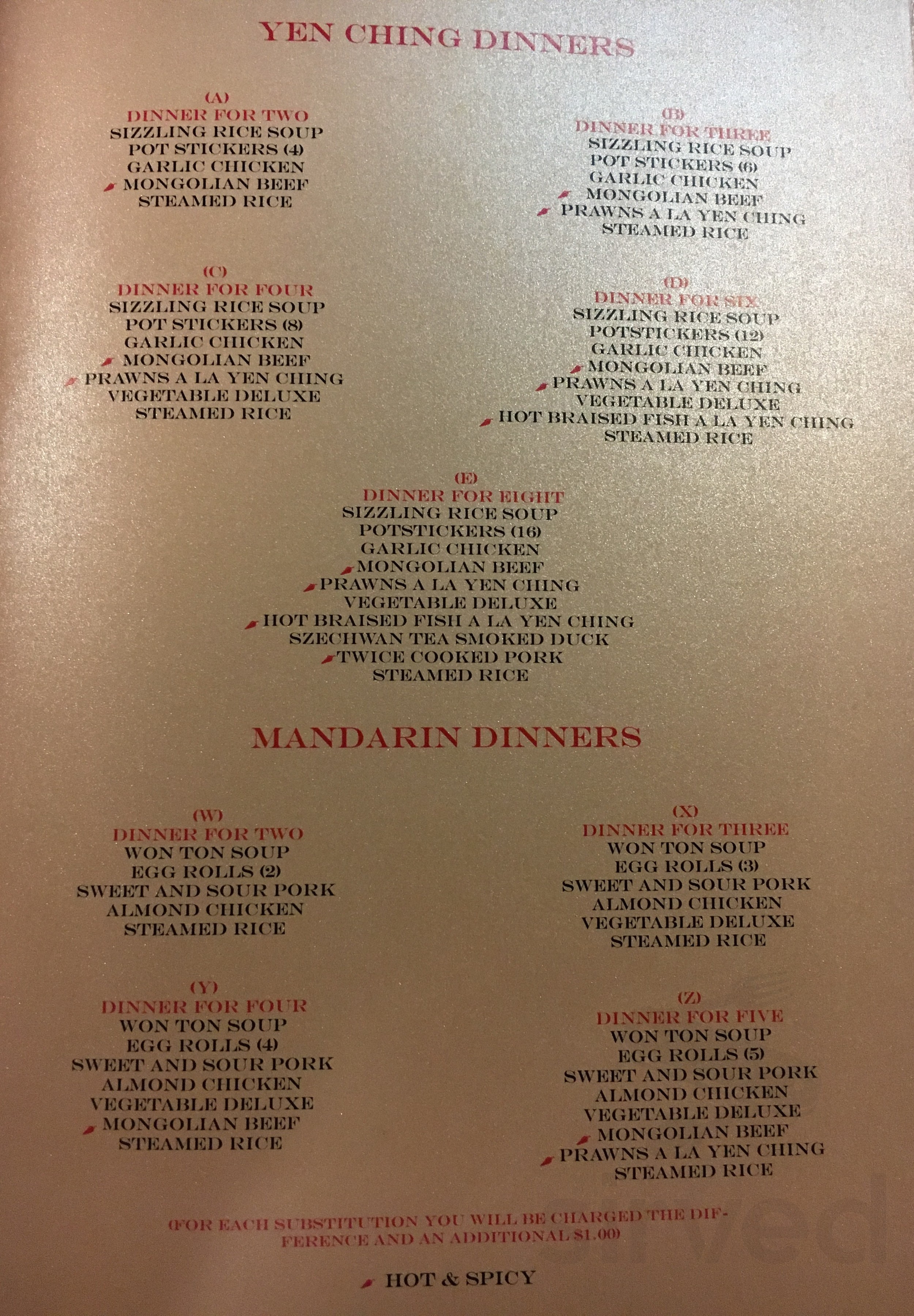 Yen Ching Restaurant menu in Lodi, California, USA