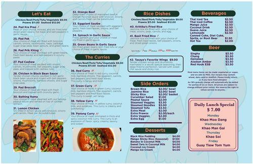 Smile Thai Cuisine menu in Seattle, Washington, USA