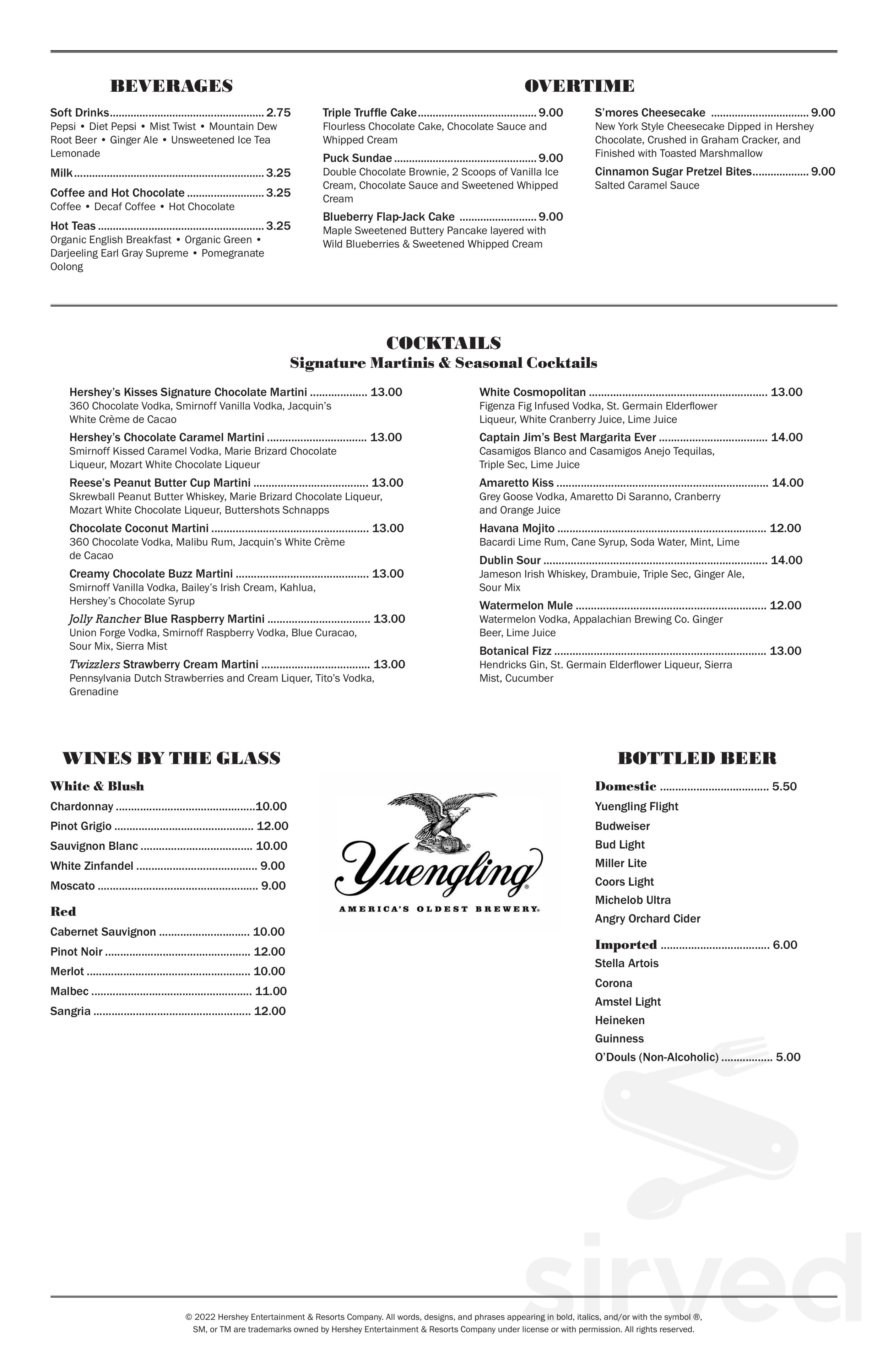 Menu - Hershey PA's The Bears' Den at Hershey Lodge | Sirved