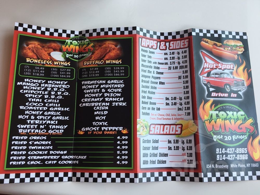 Menu for Hot Spot & Toxic Wings in White Plains, NY | Sirved