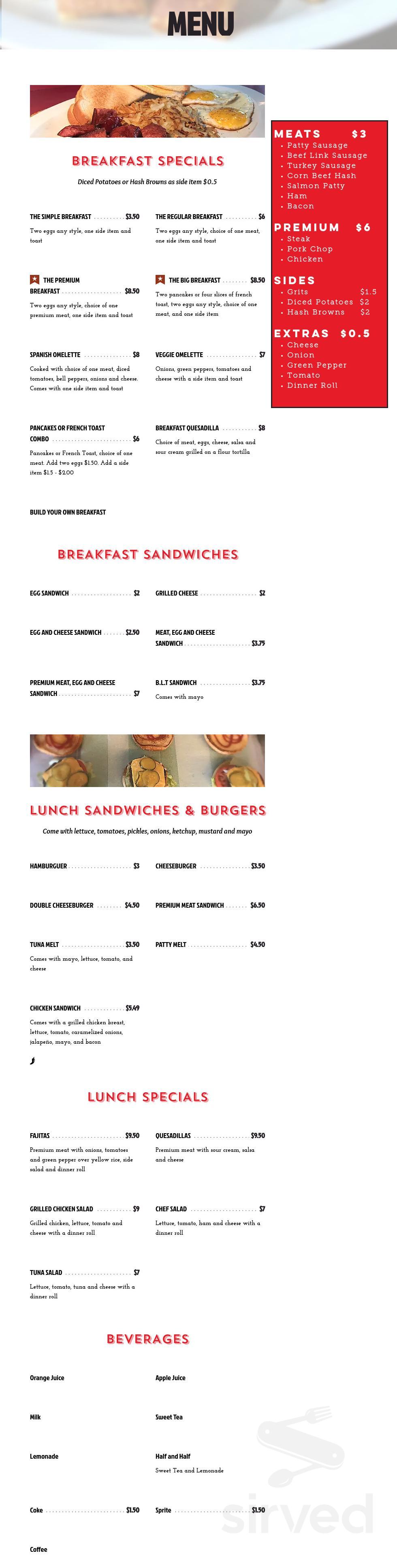 Judy's Diner menus in Orlando, Florida, United States