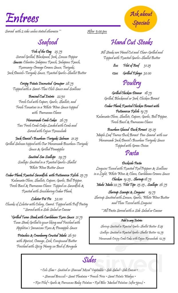 Menu for Ichabod's Dockside Bar & Grille in Melbourne, FL | Sirved