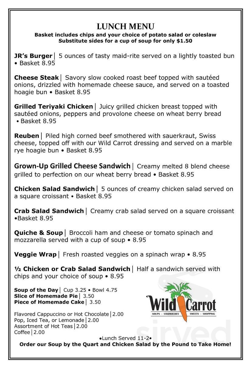 Menu for Wild Carrot LLC in Waverly, IA | Sirved