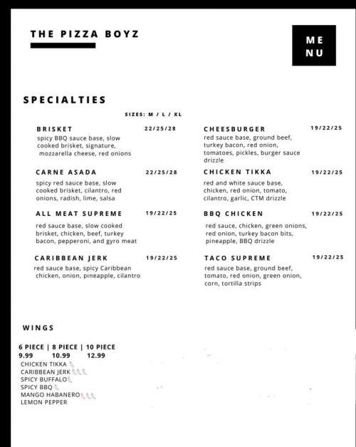 Pizza Boyz menu in Citrus Heights, California, USA