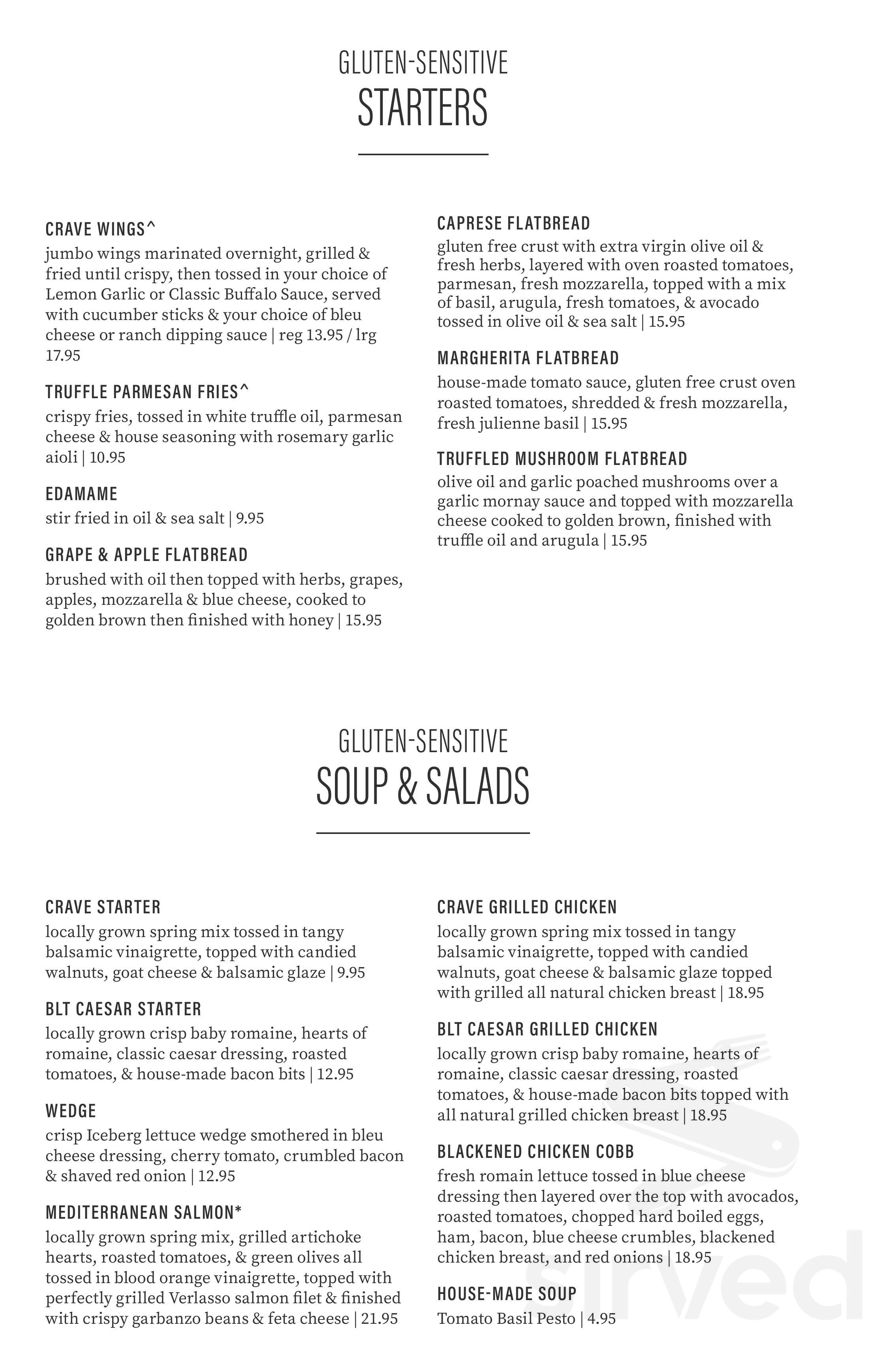 Menu - Fargo ND's CRAVE American Kitchen & Sushi Bar (West Acres ...