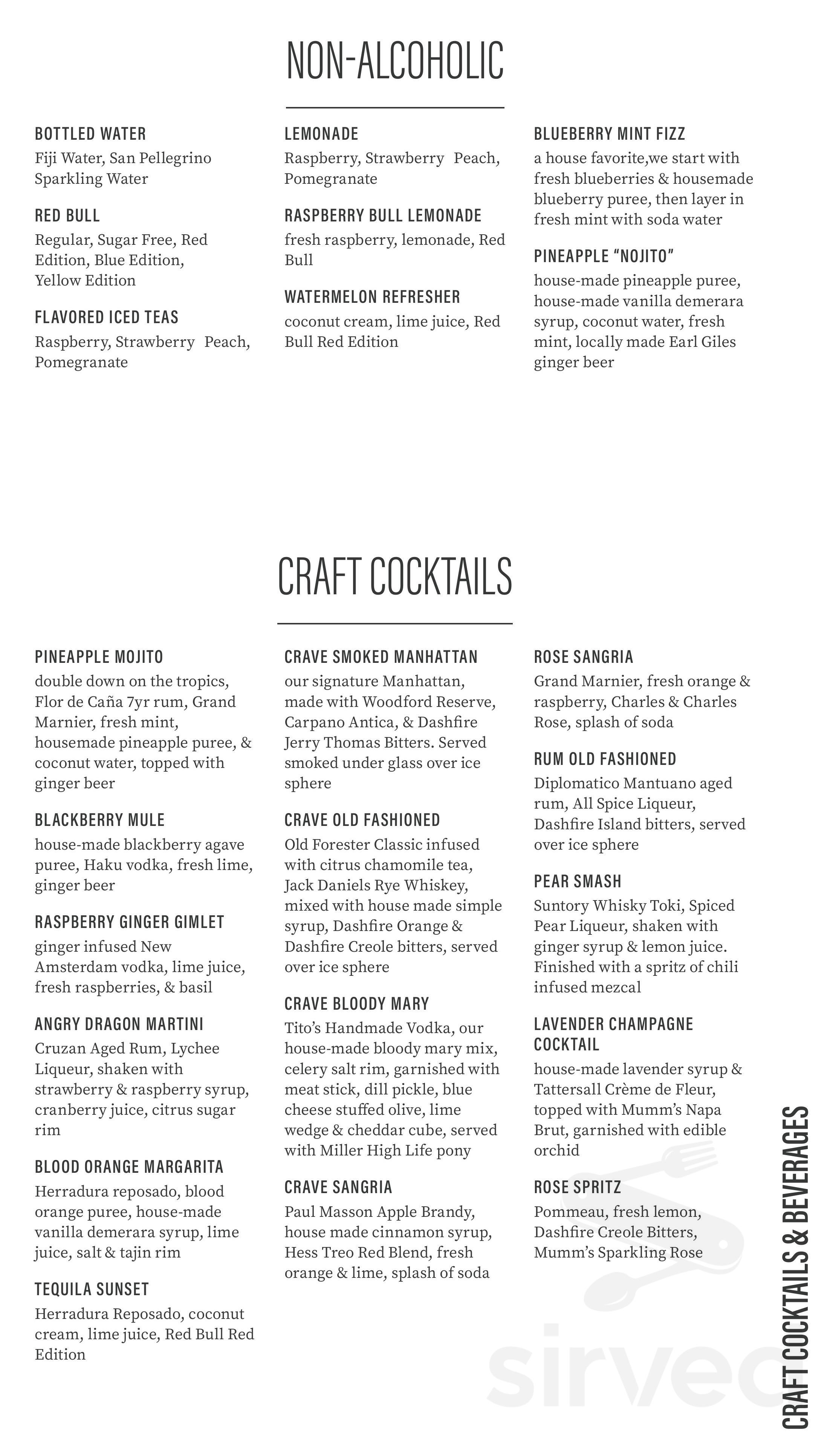 Menu for CRAVE American Kitchen & Sushi Bar (West Acres - Fargo) in ...
