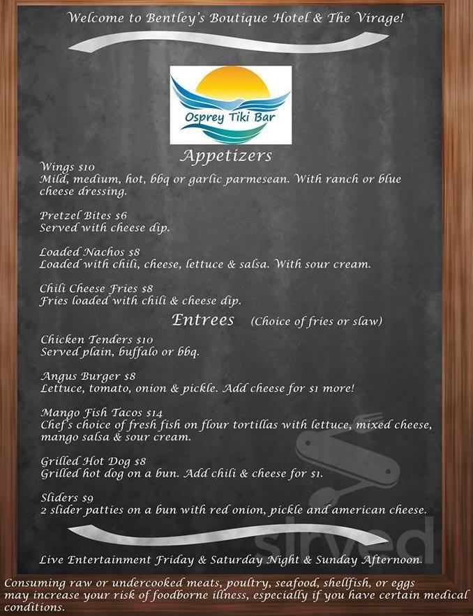 Menu - Osprey FL's Osprey Tiki Bar | Sirved