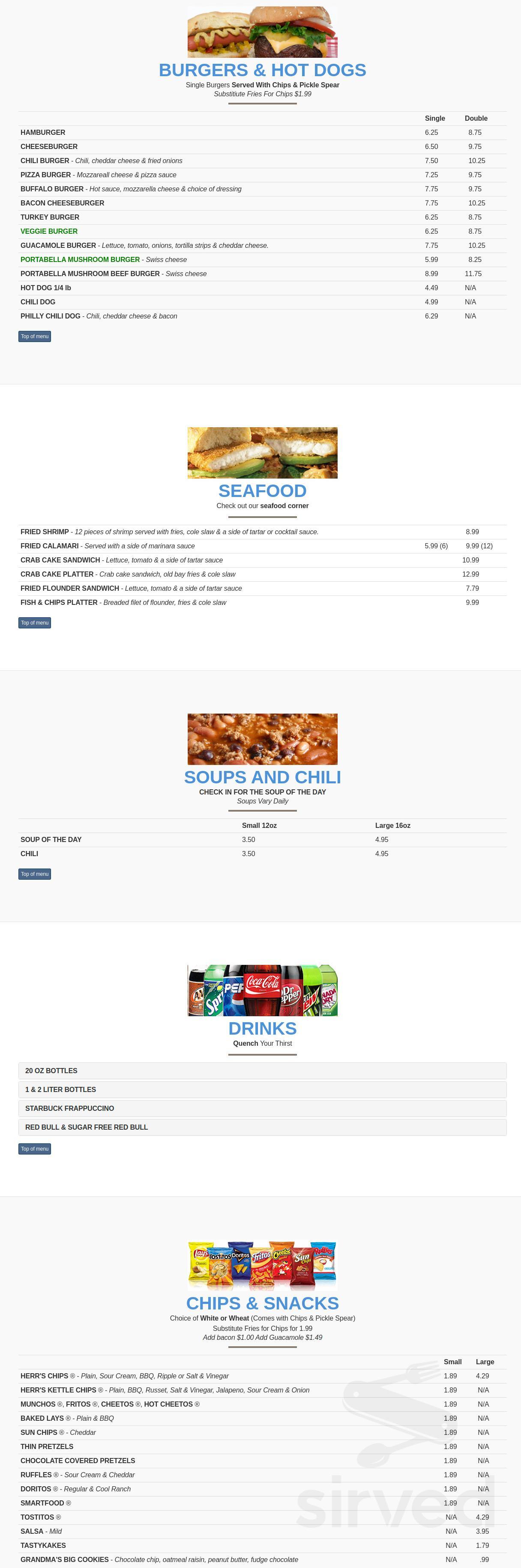 Campus Corner menu in Villanova, Pennsylvania, USA