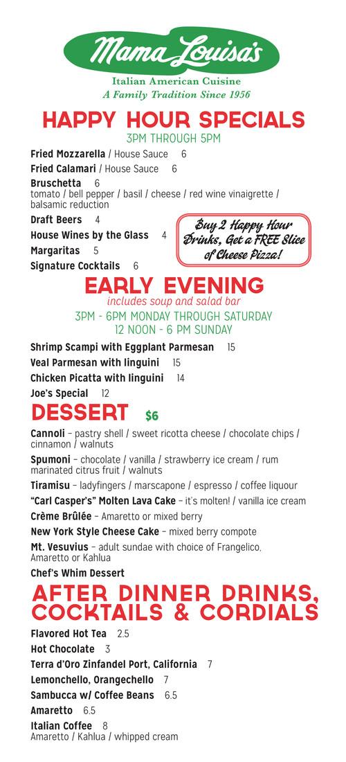 Mama Louisa's Italian Restaurant & Catering menu in Tucson, Arizona, USA