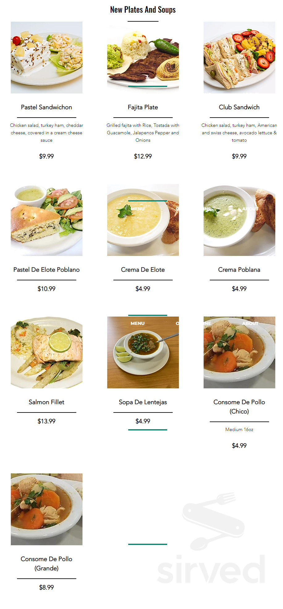 100% Natural menu in Brownsville, Texas, USA