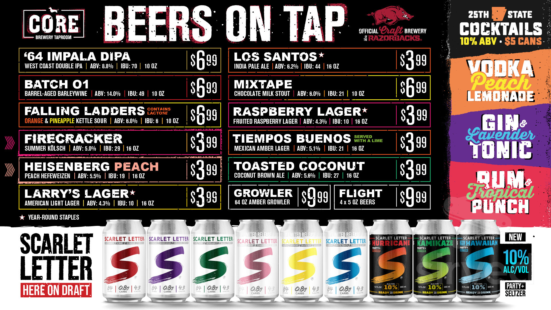 Menu for Core Brewing & Distilling Co. in Springdale, AK | Sirved