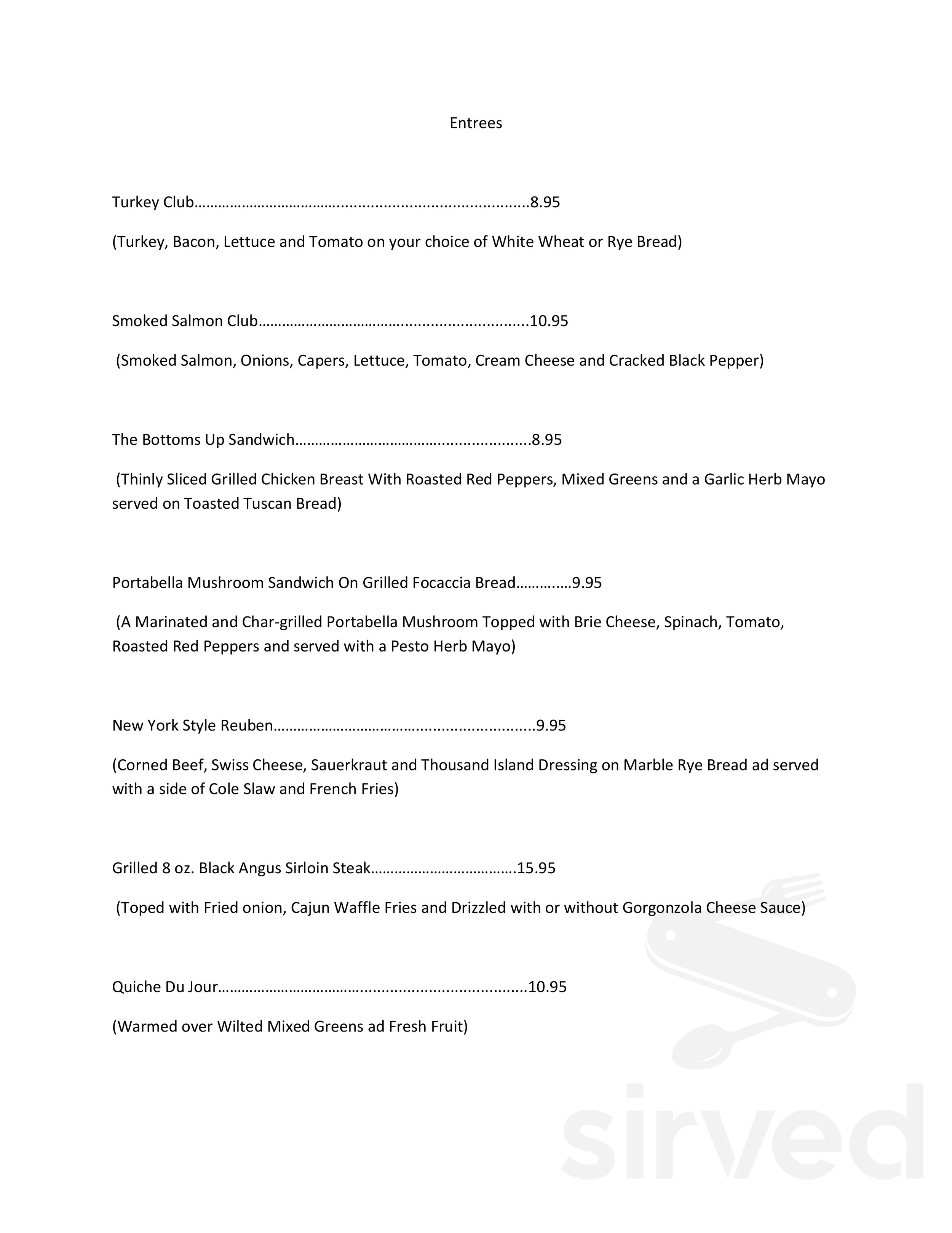 Bottoms Up Restaurant and Pub menus in Slate Hill, New York, United States