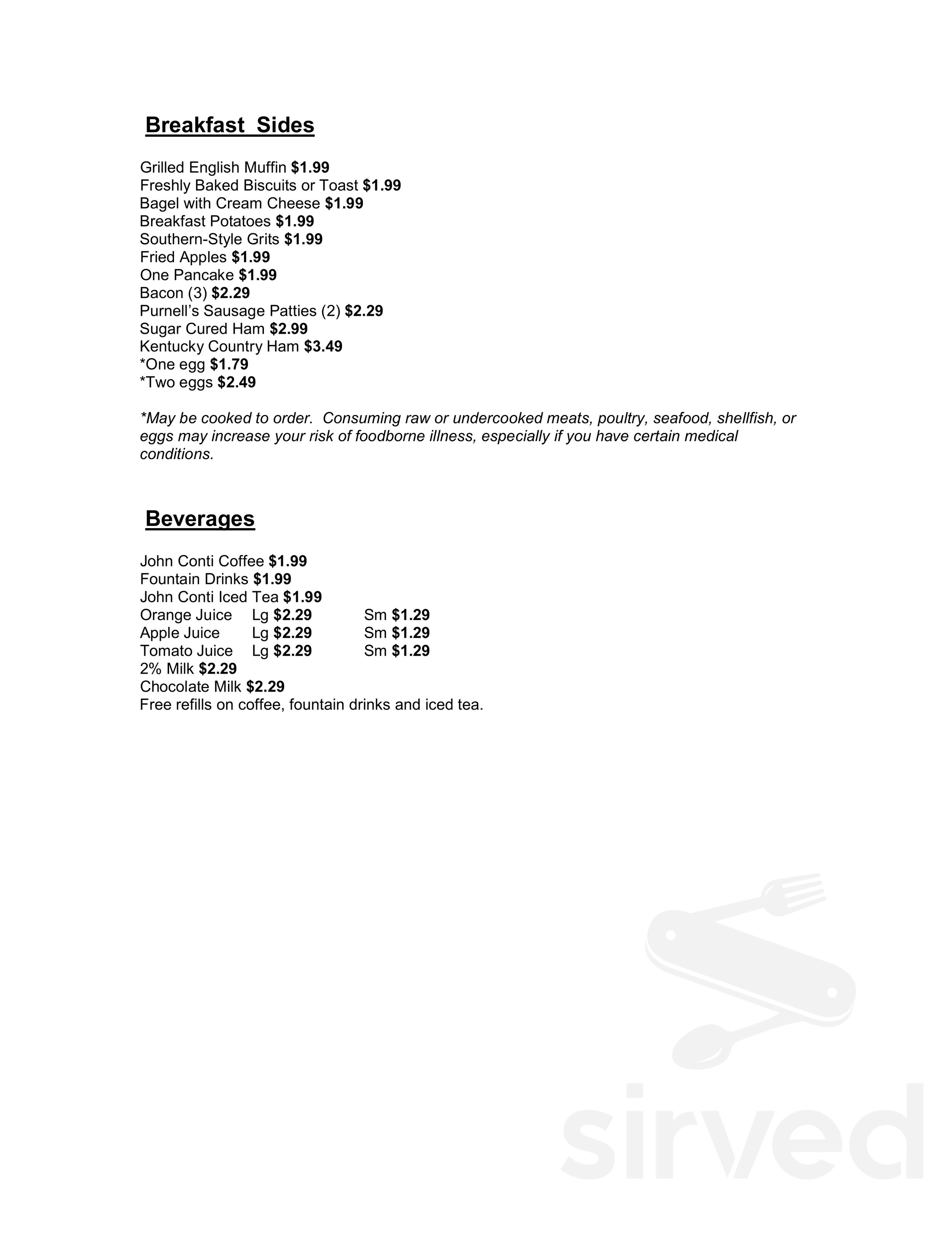 General Butler State Resort Park menu in Carrollton, Kentucky, USA